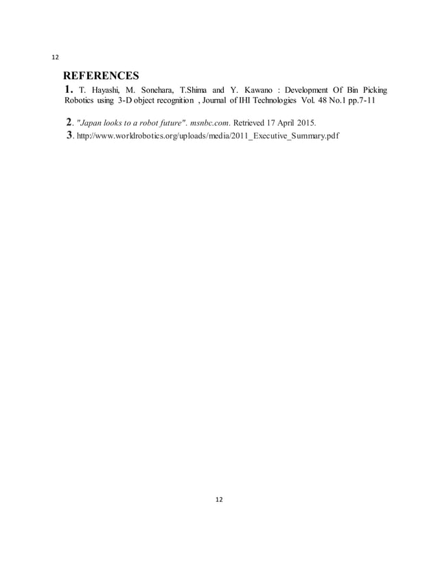Seminar Report Robotics Docx Robotics Technology And Computing