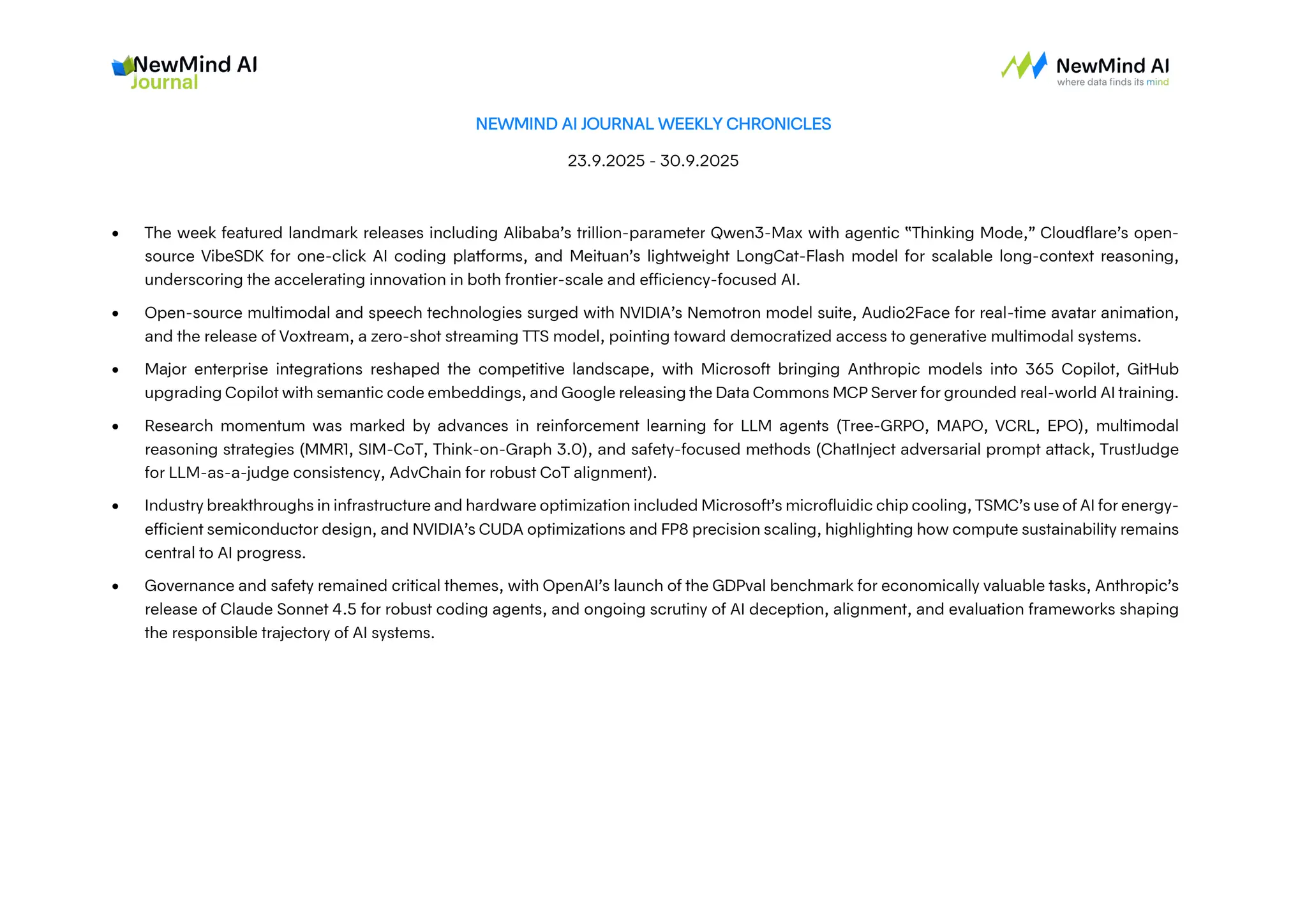 NewMind AI Weekly Chronicles September ’25 Week IV | PDF