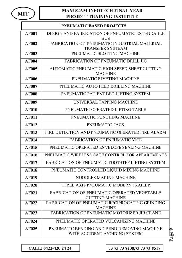 MINI PROJECT CATLOG FOR MECHANICAL , AUTOMOBILE, Mechatronics &ROBOTICS ...