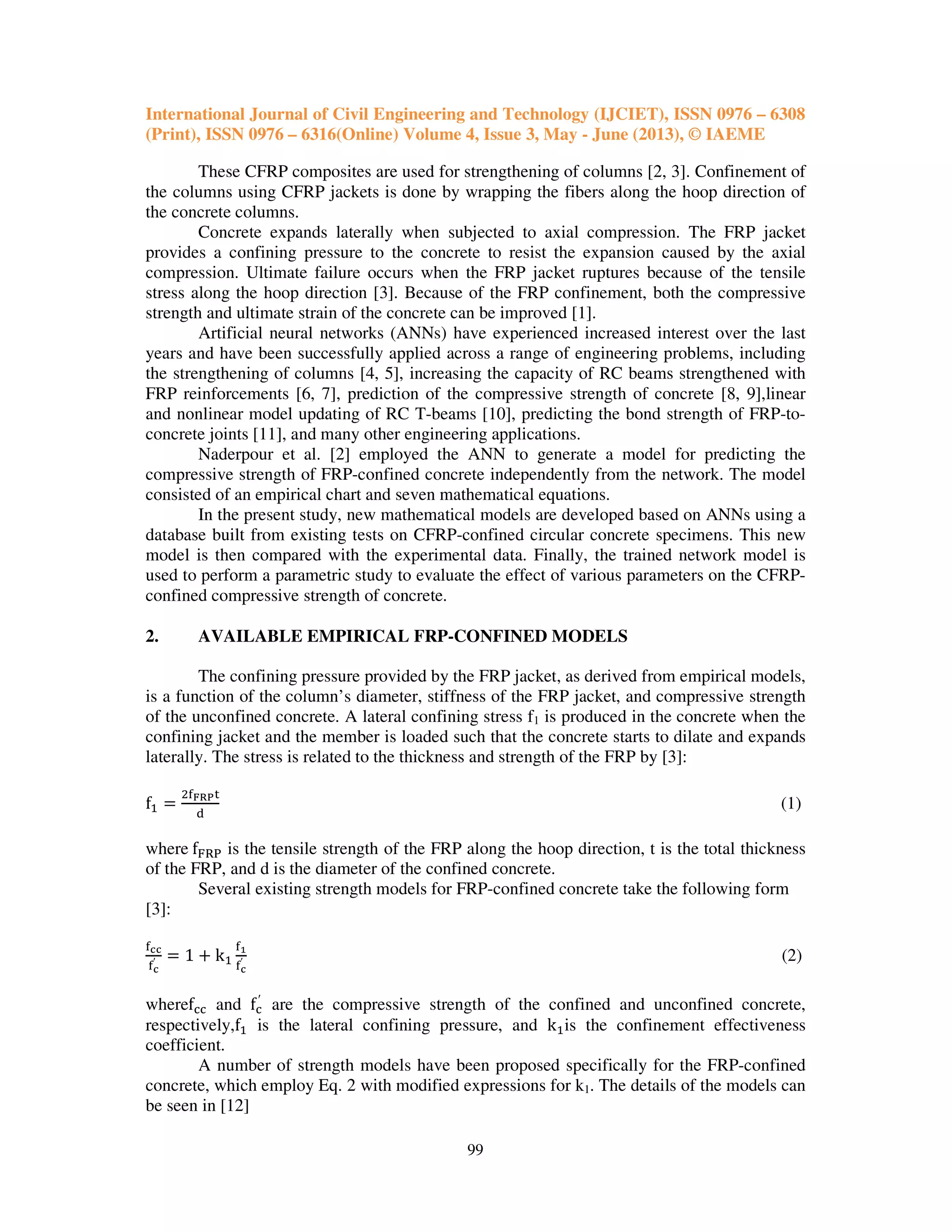 New Model Of Cfrp Confined Circular Concrete Columns Ann Appr Pdf