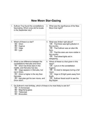 New moon star gazing (Reading Comprehension) | PDF