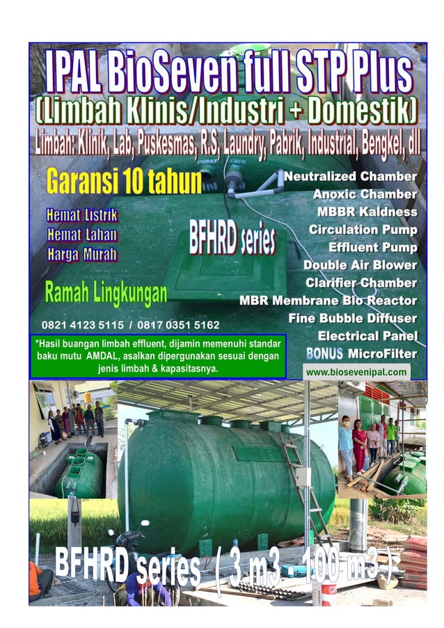 MBR + MBBR system >>> NEW Mrt'25 BROSUR IPAL BioSeven STP Klinis + Domestik (BFHRD series).pdf