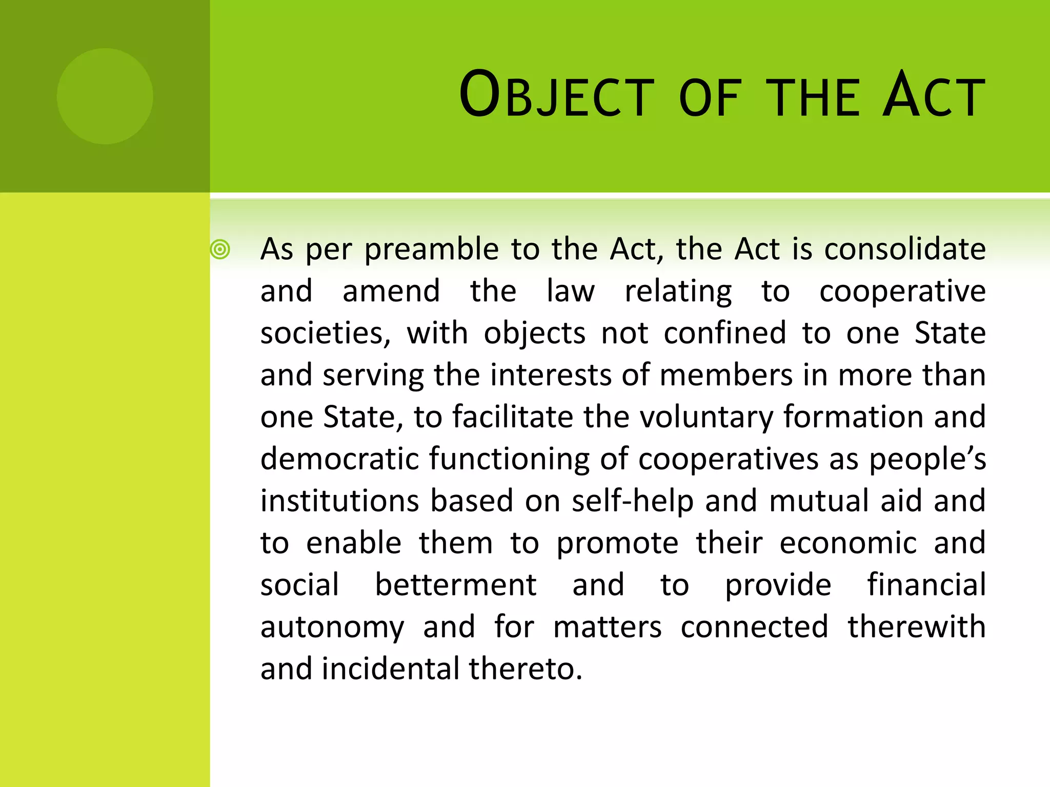 New Multi State Co Operative Societies Act, 2002. | PPTX