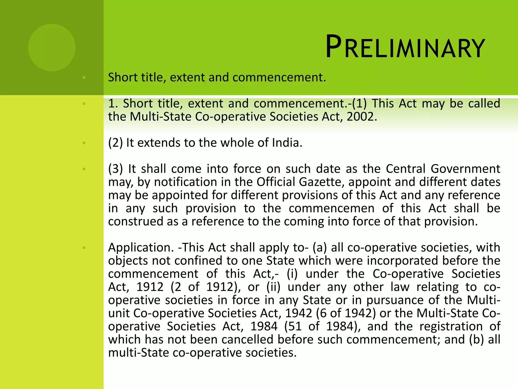 New Multi State Co Operative Societies Act, 2002. | PPTX