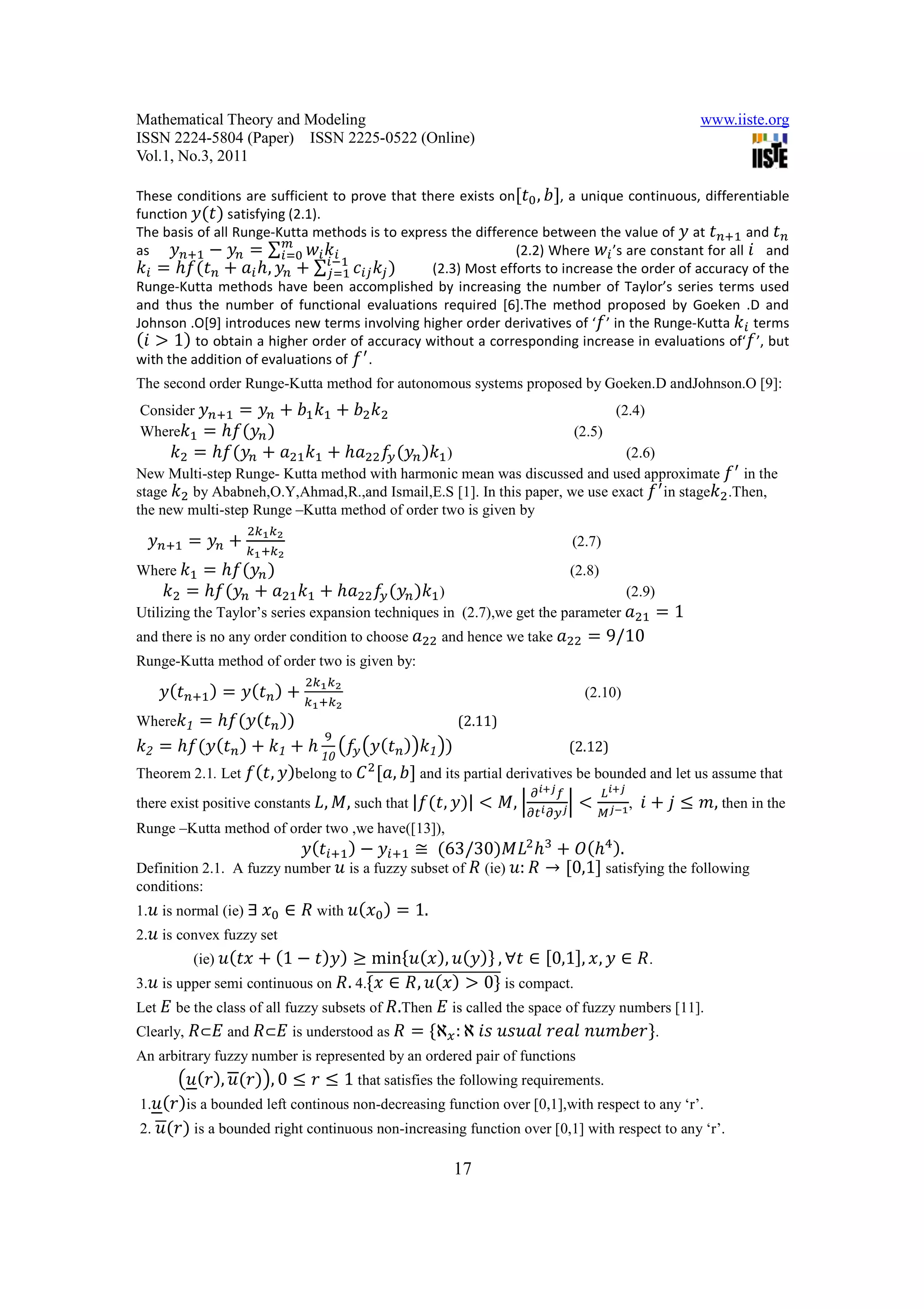 New Multi Step Runge Kutta Method For Solving Fuzzy Differential Equations Pdf Physics Science