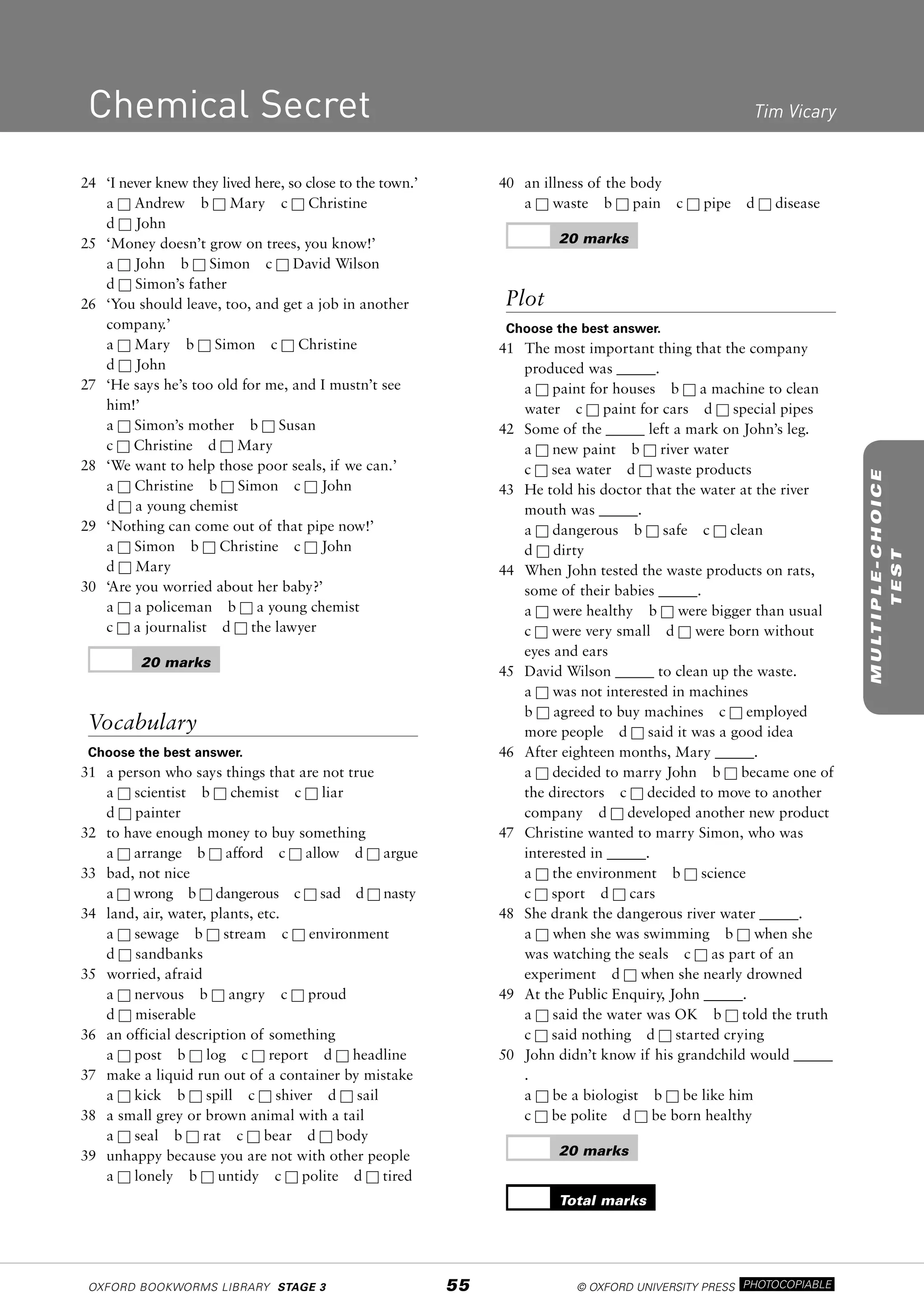 chemical secret By Tim Vicary Jennifer BassettNewobwchemicaltest | PDF