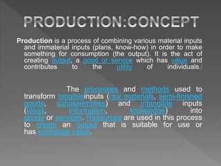 Production: Methods, Characteristics, Function and Goals | PPTX