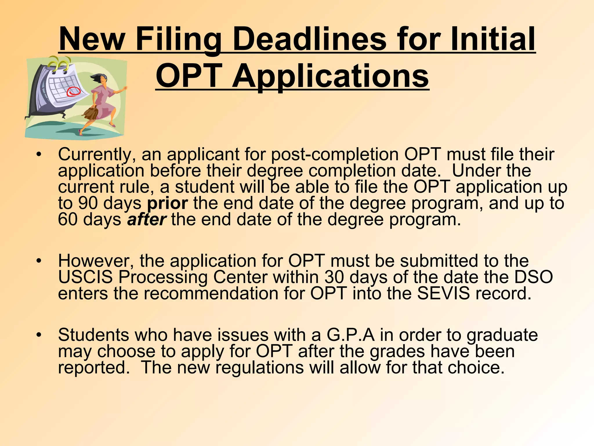 New Opt Rules Presentation 2009 | PPT