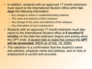 New Opt Rules Presentation 2009 | PPT