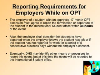 New Opt Rules Presentation 2009 | PPT