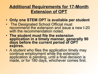 New Opt Rules Presentation 2009 | PPT