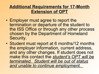 New Opt Rules Presentation 2009 | PPT