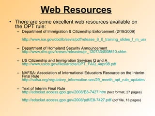 New Opt Rules Presentation 2009 | PPT