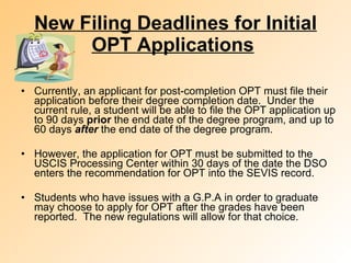 New Opt Rules Presentation 2009 | PPT