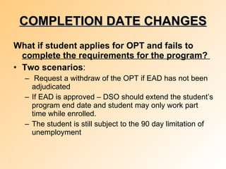New Opt Rules Presentation 2009 | PPT