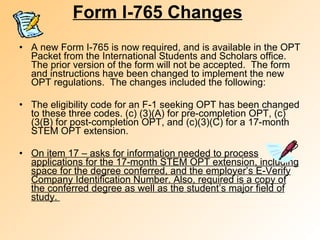 New Opt Rules Presentation 2009 | PPT