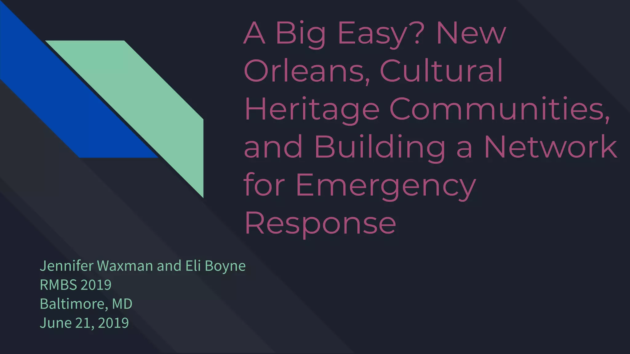 New Orleans, culture, and building an emergency response network | PPT