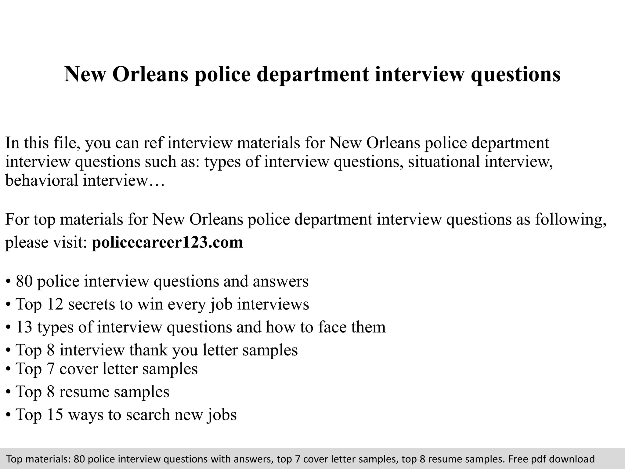 New orleans police department interview questions | PPTX