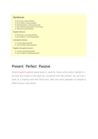 Passive Voice Tense And Examples | DOCX