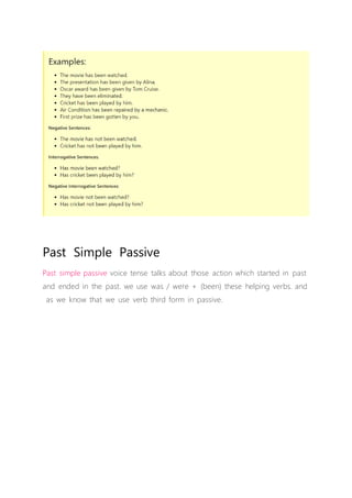 Passive Voice Tense And Examples | DOCX