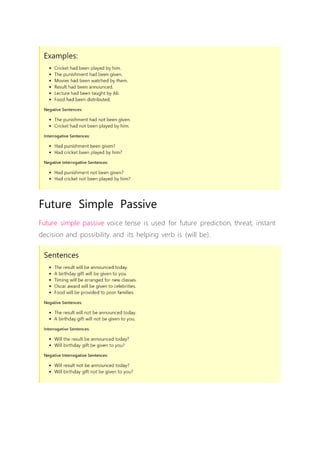 Passive Voice Tense And Examples | DOCX