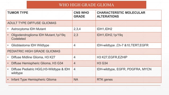 high grade glioma | PPTX | Brain and Nervous System Disorders ...