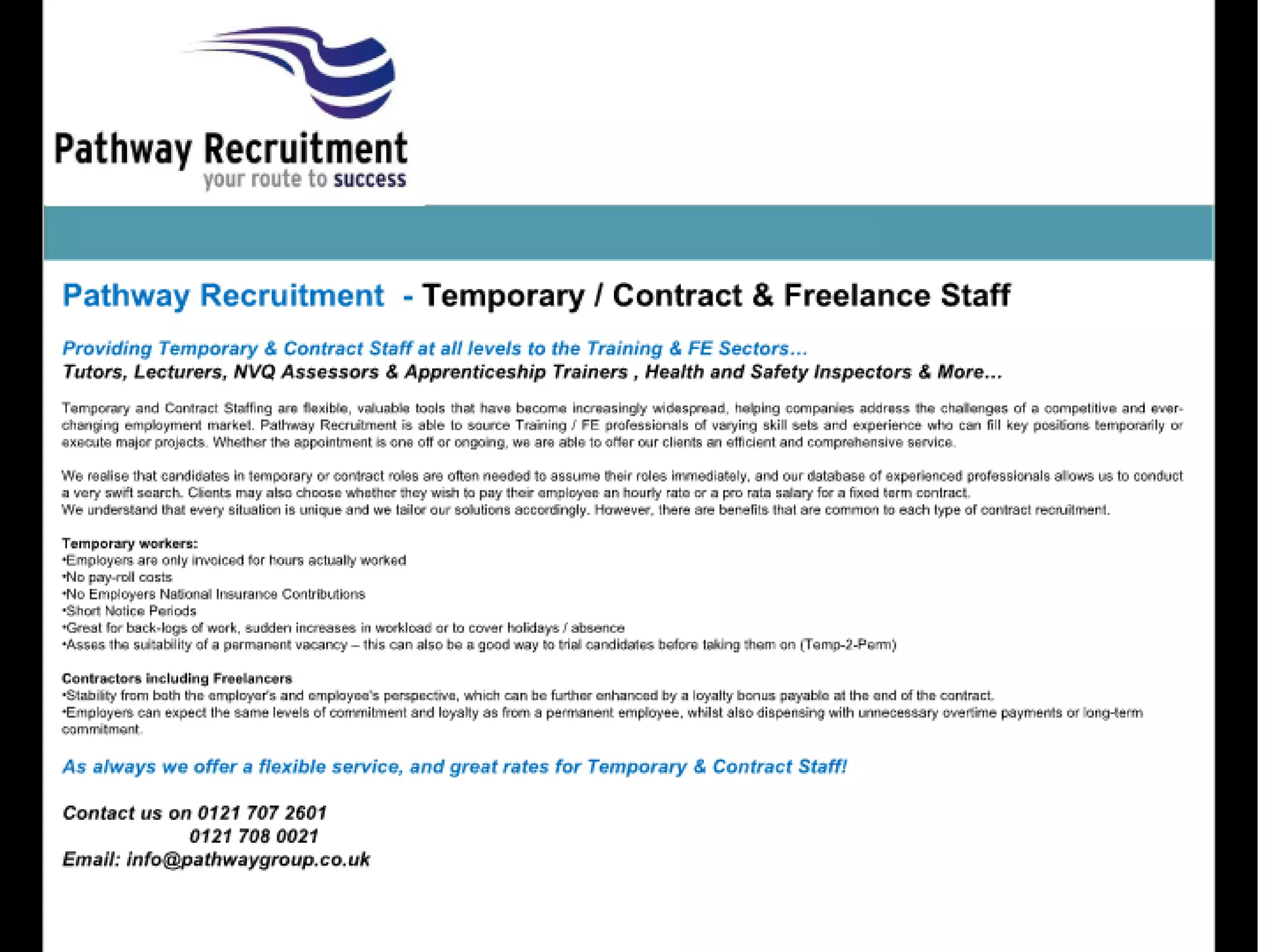 Pathway Recruitment Solutions, - further education recruitment agencies ...
