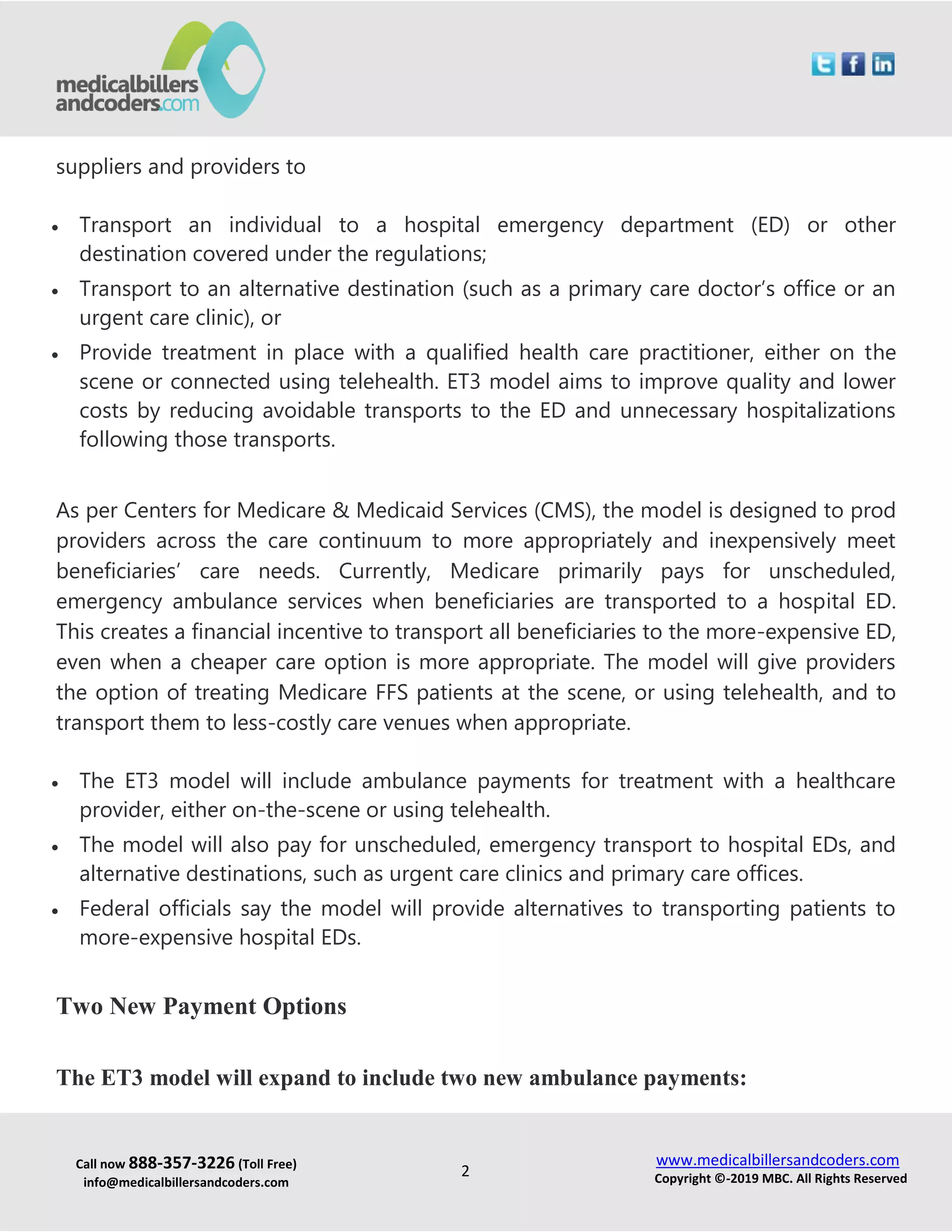 New Payment Model for Ambulance Services: ET3 | PDF