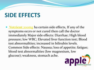 Votrient 200MG TABLET (Pazopanib Tablets) | Apple pharmaceuticals | PPTX