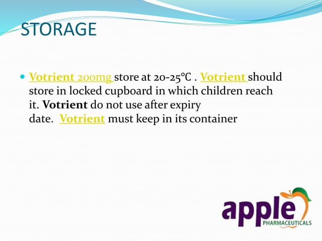 Votrient 200MG TABLET (Pazopanib Tablets) | Apple pharmaceuticals | PPT