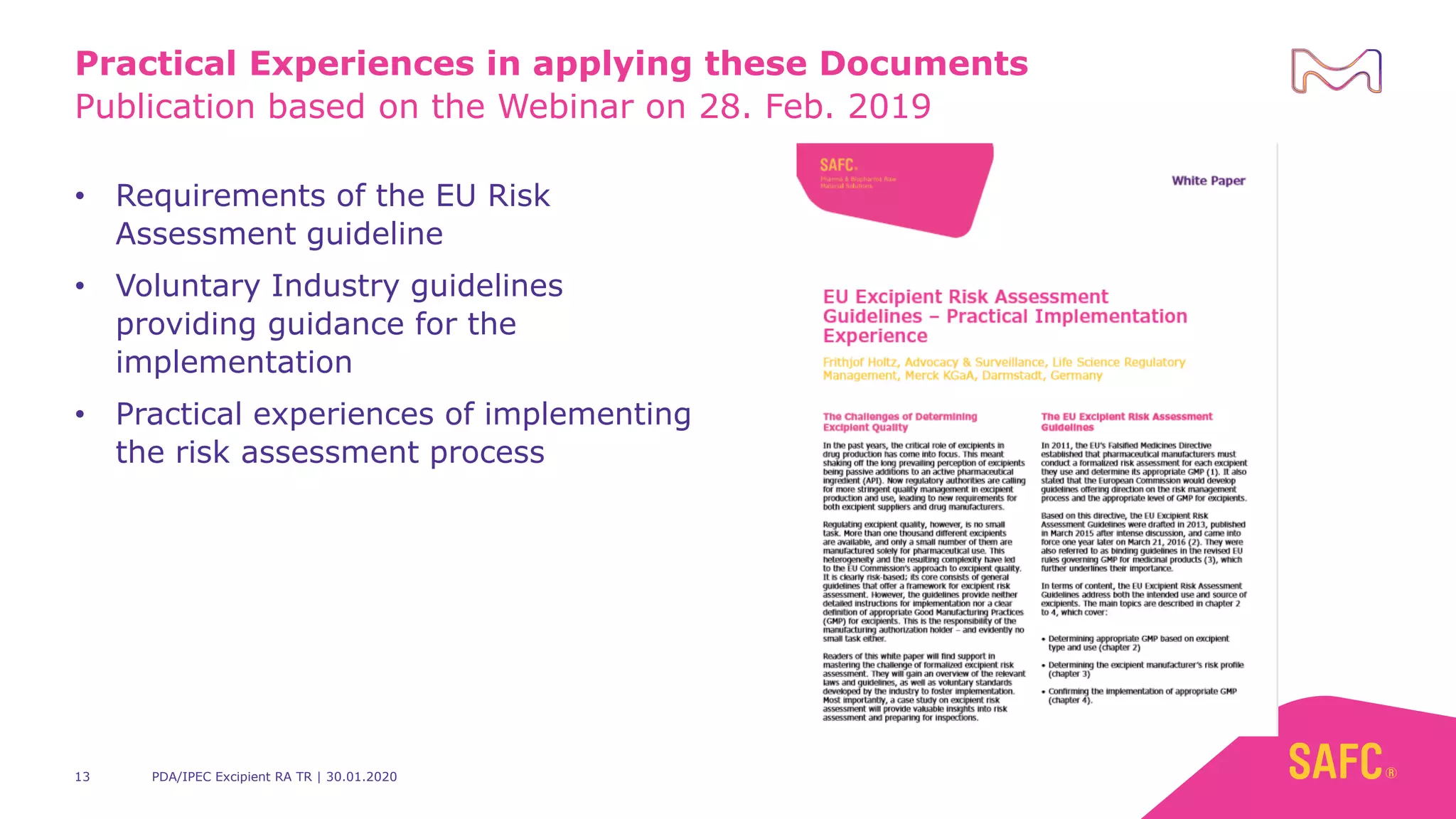 New PDA/IPEC Technical Report on Excipient Risk Assessment - insights ...