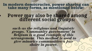 Power Sharing Chapter 1(Civics) class 10 | PDF