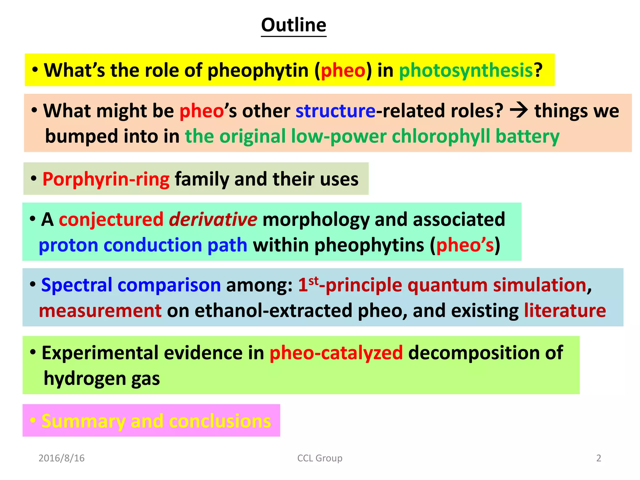 A Suspected Derivative Morphology for pheophytin (脫鎂葉綠素) and the ...