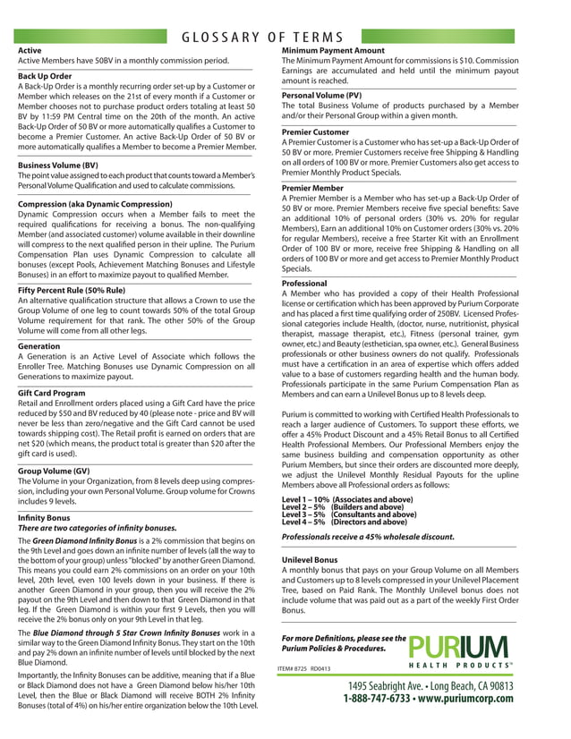 Purium Compensation Plan | PDF