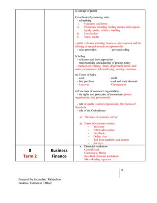 Principles of Business Course Outline 2017 | DOCX