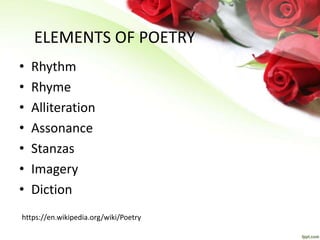 Definition, elements, types, and genres of poetry | PPTX