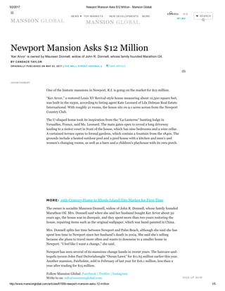 Newport mansion asks $12 million Mansion Global | PDF