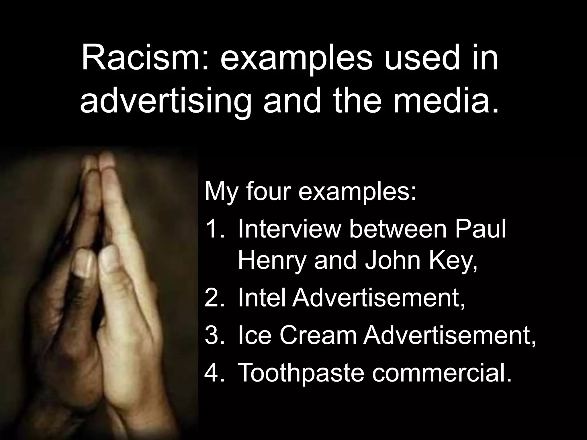 Racism in advertising and in the media. | PPTX