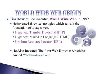 The Internet and World Wide Web | PPTX