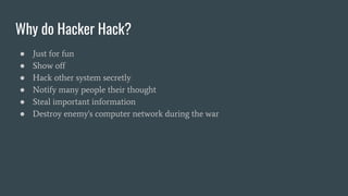Hacking its types and the art of exploitation | PPTX