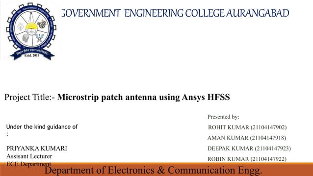 Microstrip patch antenna in hfss Anyss presentation PPT for college ...