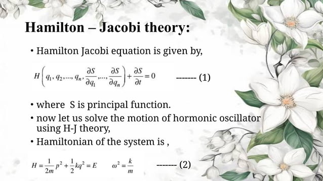 Simple Harmonic oscillator by HJ method | PPTX | Physics | Science