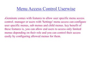 Menu Access Control Userwise | PPT