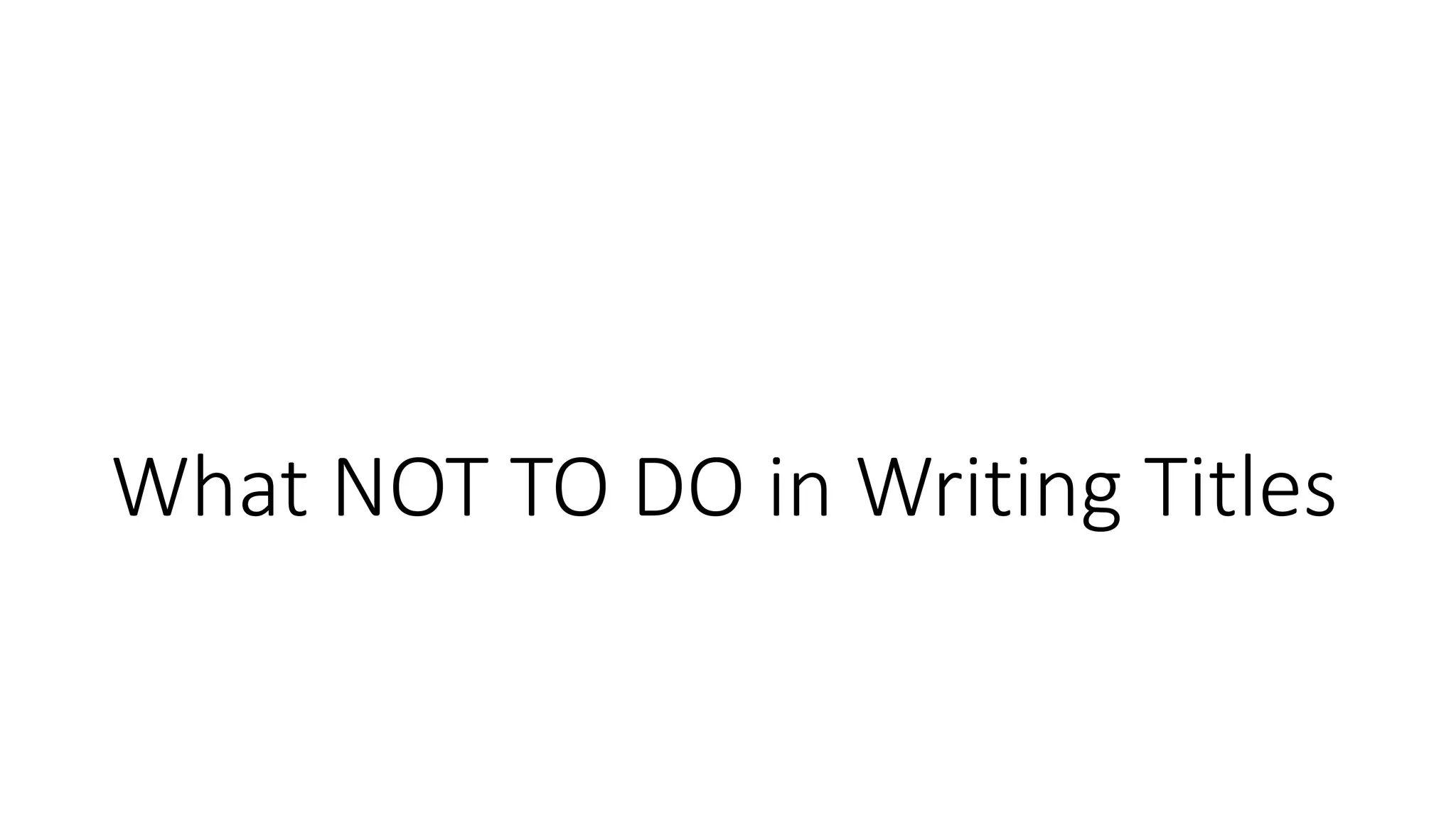 Writing A Research Title | PPTX