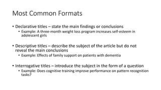 Writing A Research Title | PPTX