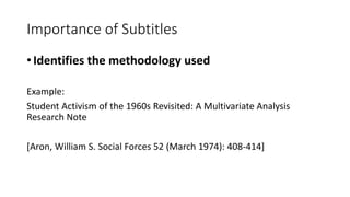 Writing A Research Title | PPTX