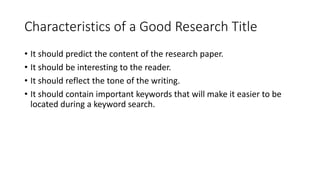 Writing A Research Title | PPTX