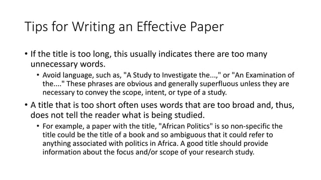 Writing A Research Title | PPTX