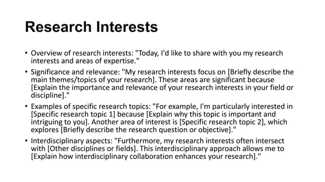 Briefly introduce yourself and Research Interests | PPTX | Resume ...