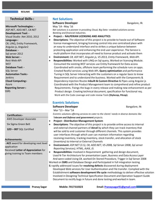 Full Stack Developer with ( .Net Core + Angular 4 ) having 5 years of experience | PDF